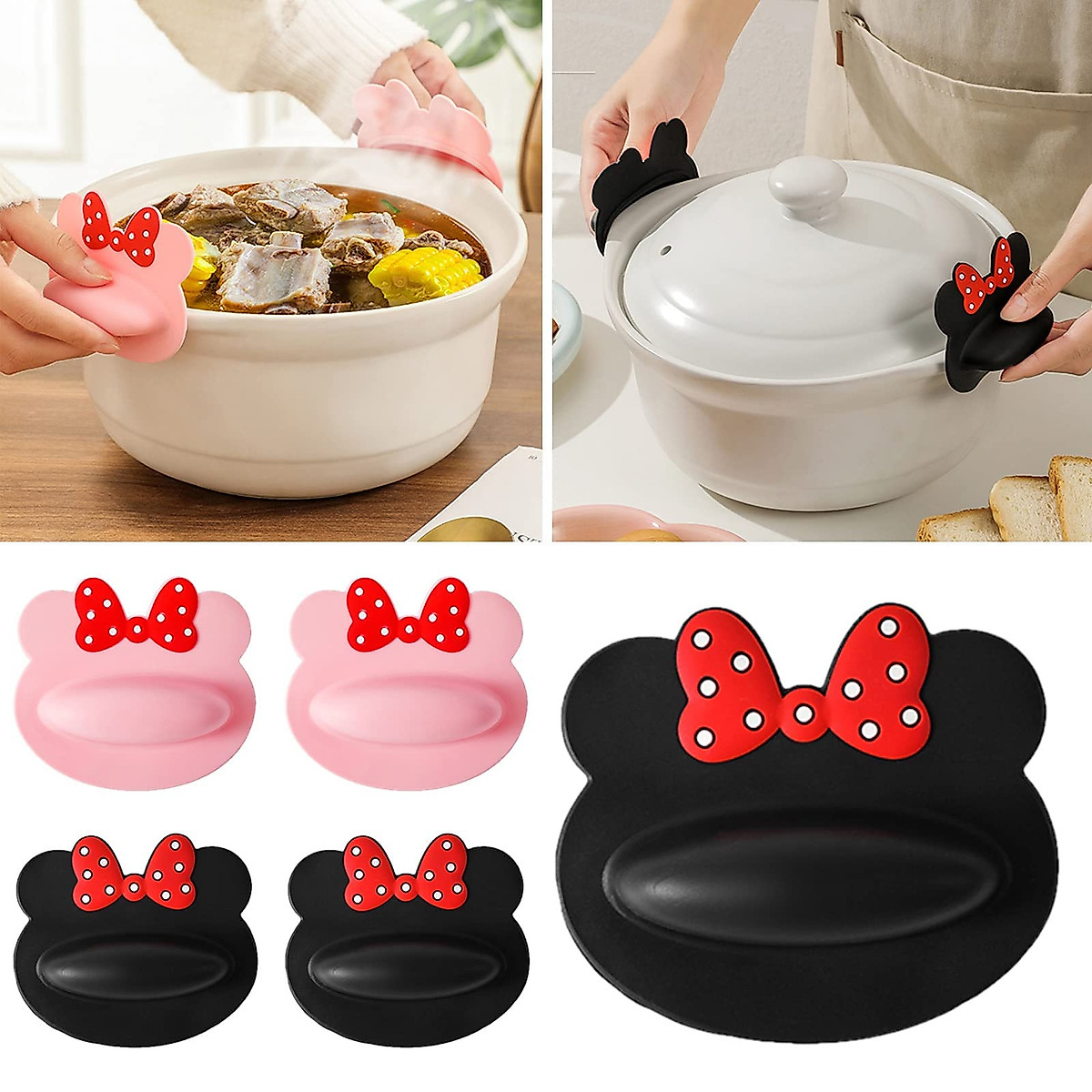 KYDco 2pcs Silicone Gloves, Two Finger Grip, Mini Gloves, Saucepan Holder, Microwave Frying Pan, Anti Scalding Gloves,A