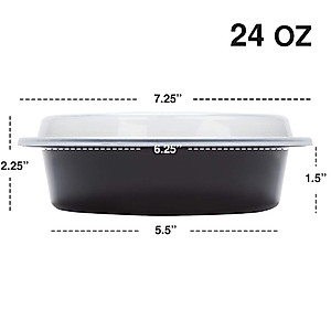 Pactiv [20 Sets] Round Meal Prep Containers with Lids, Food Storage, Take Out, Lunch Box, Portion Control, Microwave/Dishwasher/Freezer Safe, BPA Free, Factory Sealed, Made in USA (24 OZ - Medium)