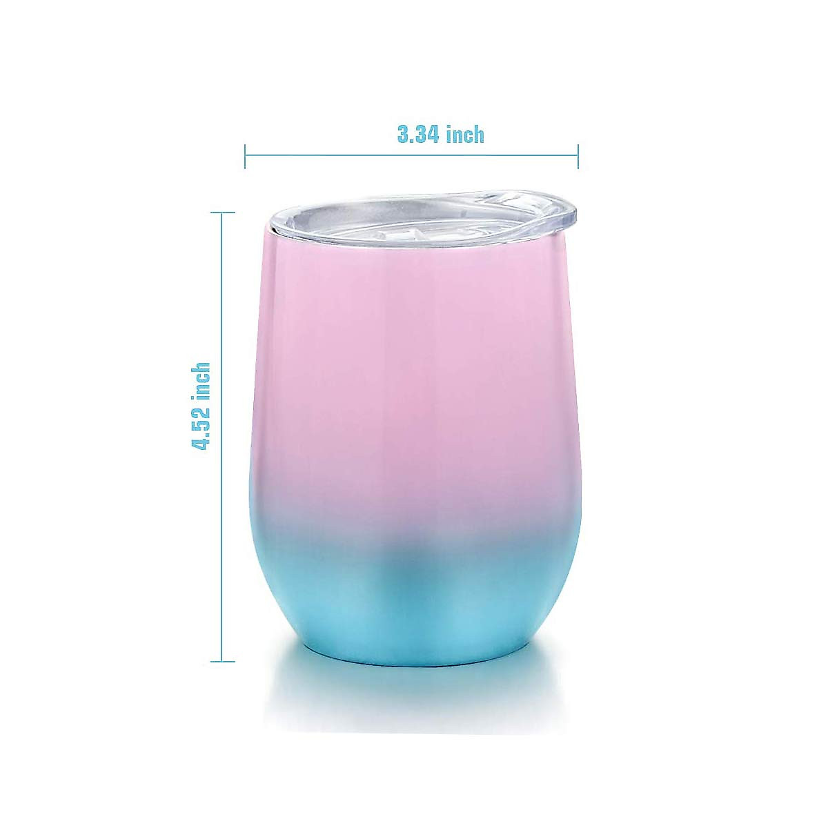 12 oz 2Pack Wine Tumbler with Lid, Double Wall Vacuum Insulated Stemless Glass, Stainless Steel Wine Cup with Straw and Straw Brush for Wine, Coffee, Drinks, Champagne, Cocktails (Colorful 1)