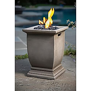 Endless Summer 15 Inch 10,000 BTU LP Gas Outdoor Concrete Style Fire Column Patio Heater with Integrated Ignition and Black Fire Glass, Brown