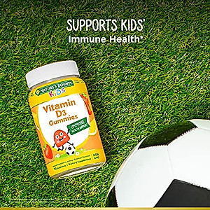 Nature's Bounty Kids Vitamin D3 Immune Health Support Gummies, Natural Strawberry, Orange & Lemon Flavored, Non GMO + Gluten Free, 90 Gummies