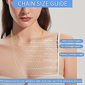 Jewlpire 18K Over Gold Chain Necklace for Women Girls, 925 Stering Silver Chain 1mm Sturdy & Shiny Women's Chain Necklaces Cable Chain, 16 Inch