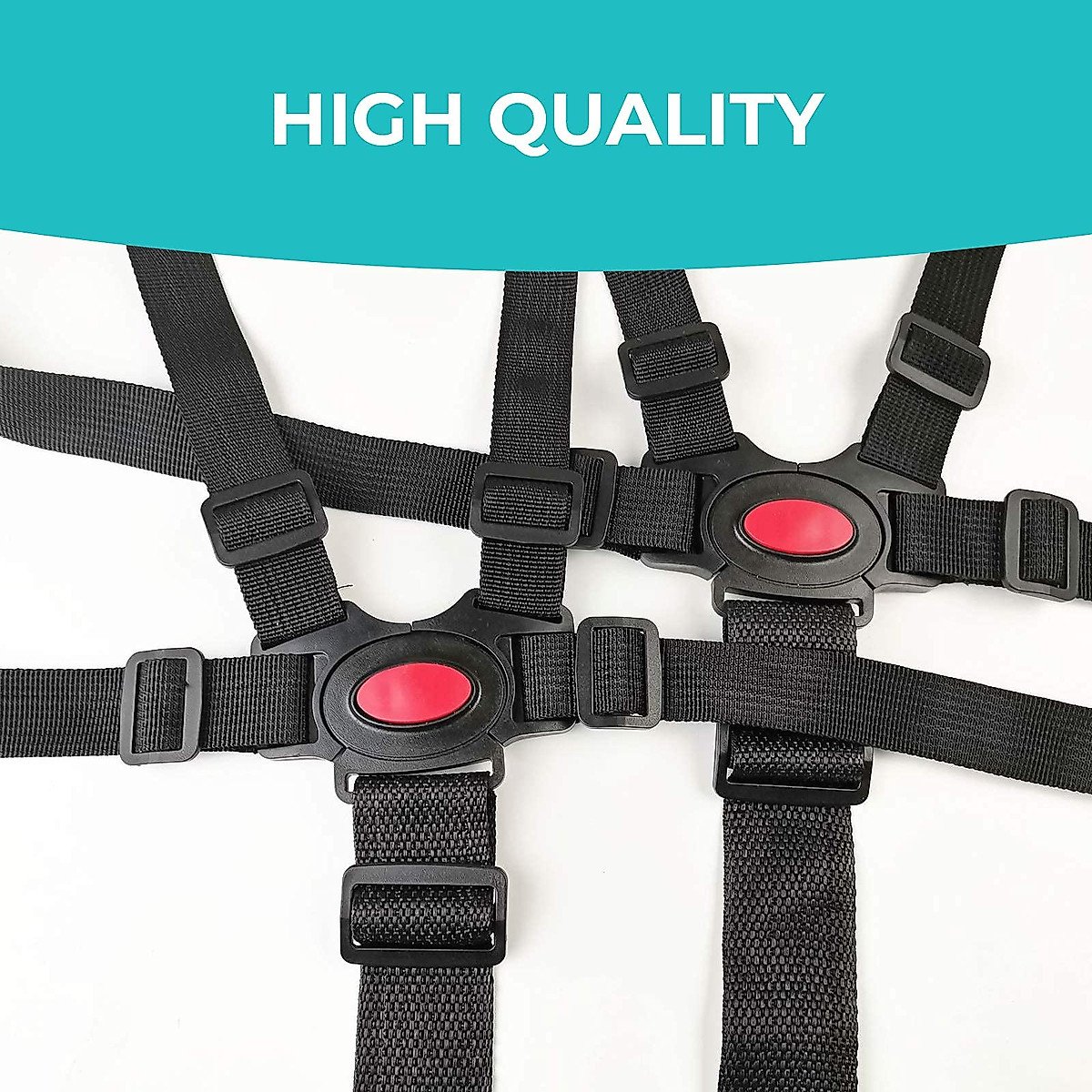 5 Point Harness Seat Belt，Adjustable Baby Seat Belt Full Protection Security Harness Seatbelt for High Chair and Pushchair Black
