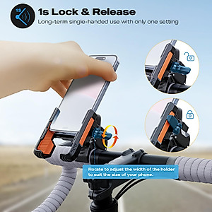 visnfa Upgraded Bike Phone Mount Holder,[1S Quick Release][Camera Friendly] Motorcycle Phone Mount,360°Rotatable,Suitable for Handlebar Diameter 0.866"-1.77" and More 4.5"-7.0" Smartphone
