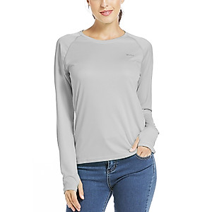 Willit Women's UPF 50+ Sun Protection Shirt Long Sleeve SPF UV Shirt Rash Guard Swim Hiking Fishing Tops Lightweight Gray M