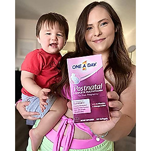ONE A DAY Postnatal Complete Multivitamin for Post-Pregnancy with Folic Acid and Omega-3 DHA, 60 Count