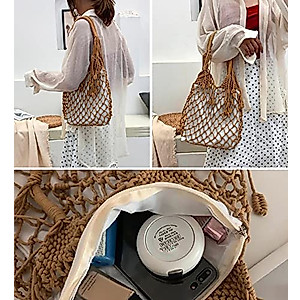 JBRUN Womens Hand-woven Straw Shoulder Bag Beach Bag Tote Braided Handbag Summer Hobo Bag Travel Bag (A)