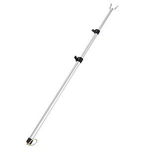 Alipis 1pc Closet Clothes Rail Stainless Steel Shelf Adjustable Shower Rod Shower Curtain Rod Hooks Clothes Poles for Hanging Clothes Closet Reacher Pole Reach Pole with Hook Silver Heavy