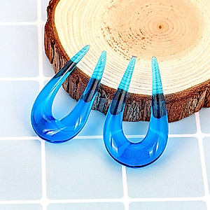 YOFANST 2pcs U-Shape Glass Tapers Blue Handmade Hanger Earrings Piercing Gauges 00G