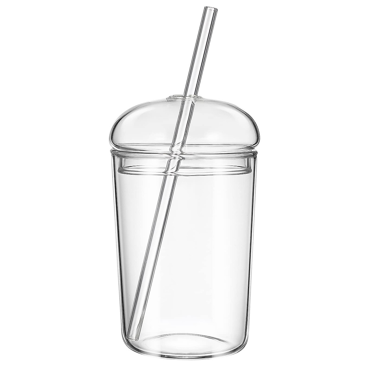 DOITOOL Clear Glass Tumbler with Straw and Lid, 15OZ Clear Iced Coffee Cups with Lids and Straw for Iced Coffee, Cold Drinks, Juices Drinking for Home Outdoor Travel Party