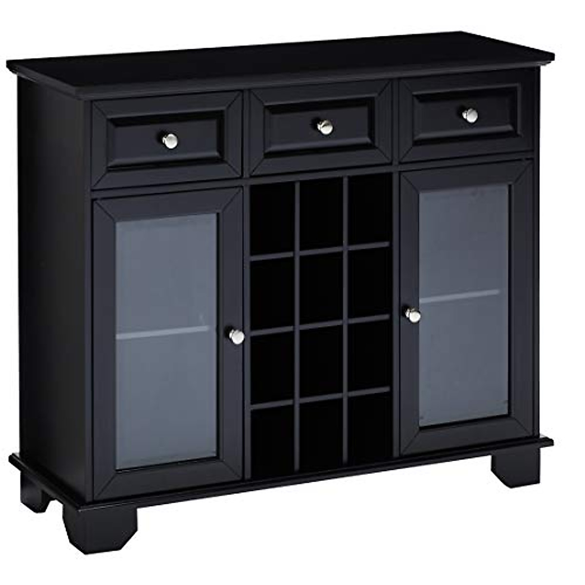 Kings Brand Furniture Buffet Server Sideboard Cabinet with Wine Storage, Black