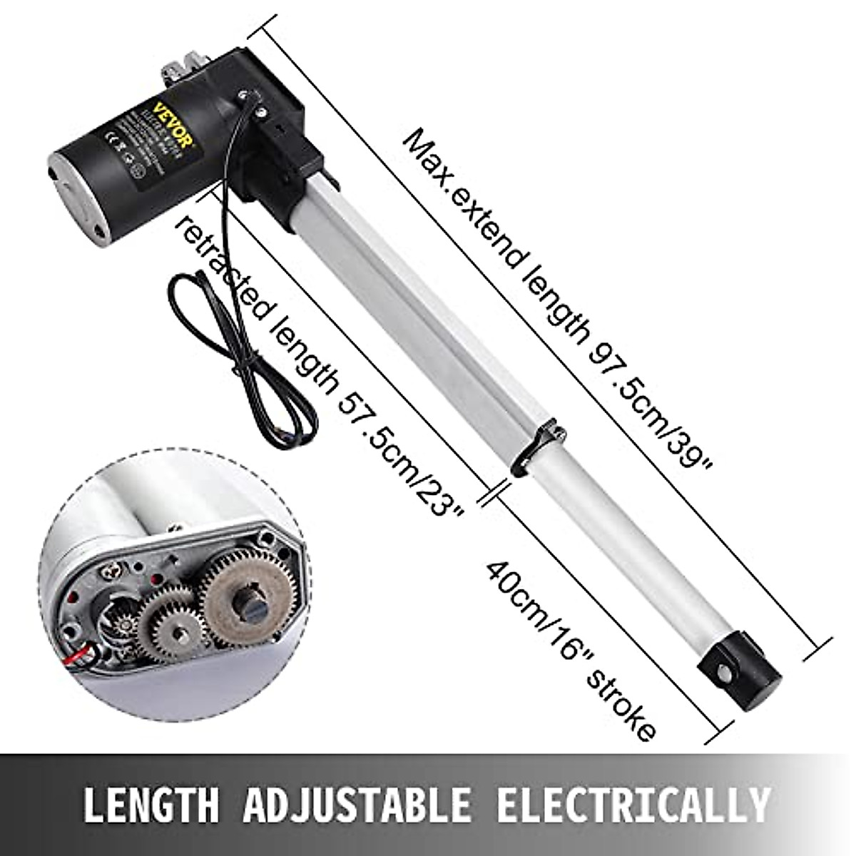 Happybuy 16 Inch Stroke Electric Actuators DC 12V with Mounting Bracket Heavy Duty 6000N/1320LB Actuators for Recliner TV Table Lift Massage Bed Electric Sofa