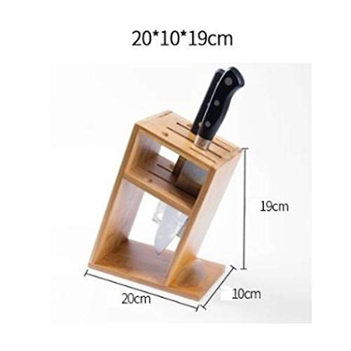 CUJUX Universal Knife Block Bamboo Wood Knife Block without Knives Countertop Knife Holder and Organizer with Wide Slots for Easy Kitchen Knife Storage