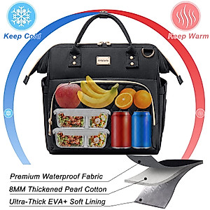 Artelaris Lunch Bag for Women, Leakproof Lunch Box Cooler for Work, Large Lunch Tote for Adults with Side Pockets & Shoulder Strap Insulated Lunch Bag, Lunch Purse, Lunch Box for Women, Picnic School