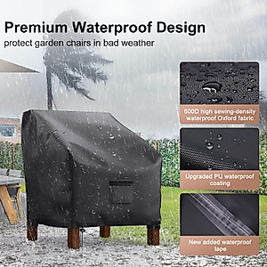 Mrrihand Patio Chair Covers Waterproof, Lounge Deep Seat Cover, Heavy Duty Outdoor Lawn Patio Furniture Covers (37" W x 40" D x 30" H - 2 Pack)