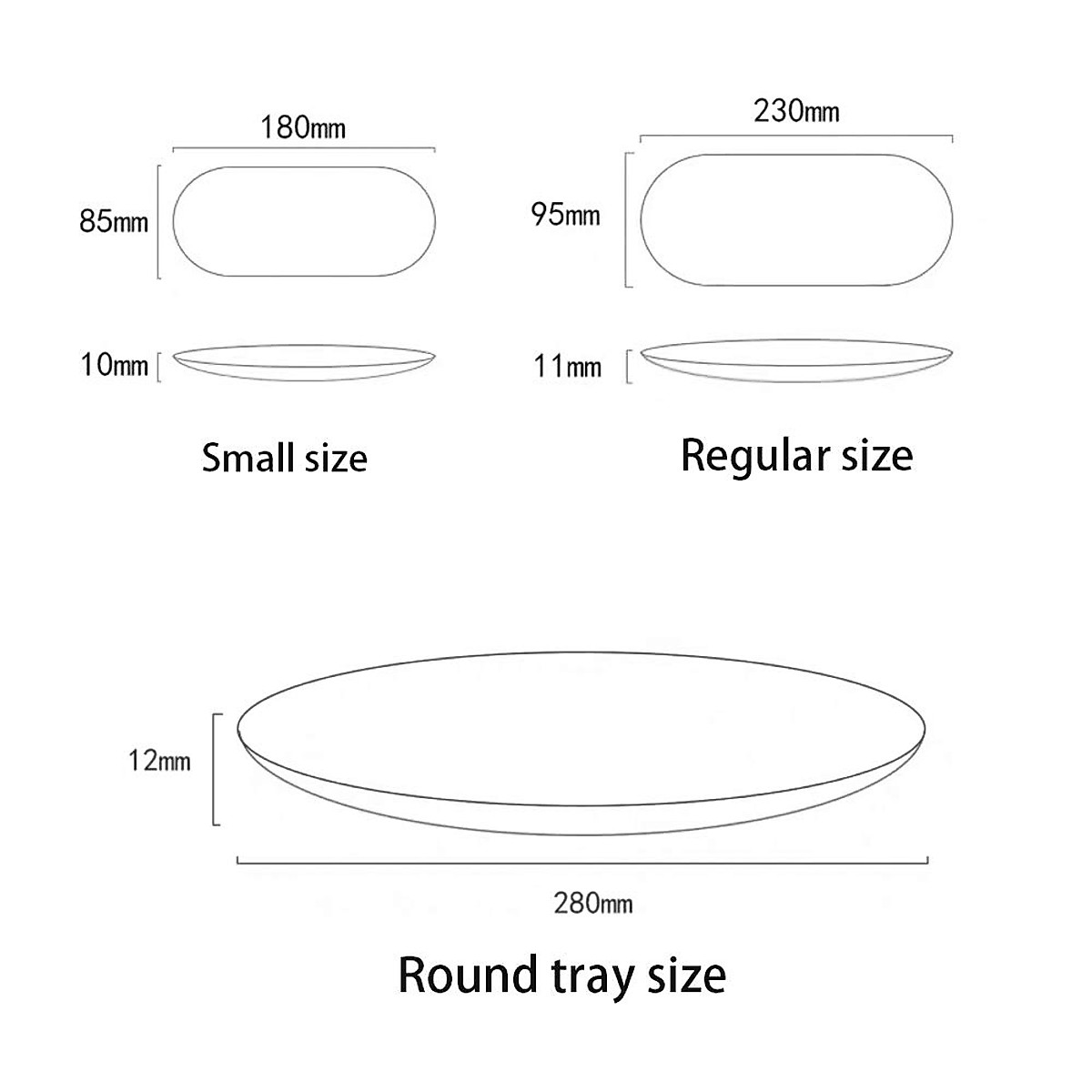 lemonadeus Oval Tray Jewelry Tray Towel Dish Food Fruit Tray Cosmetics Accessory Earrings Storage Multi-uses Decor Tray (Black Tray(Set of 2))