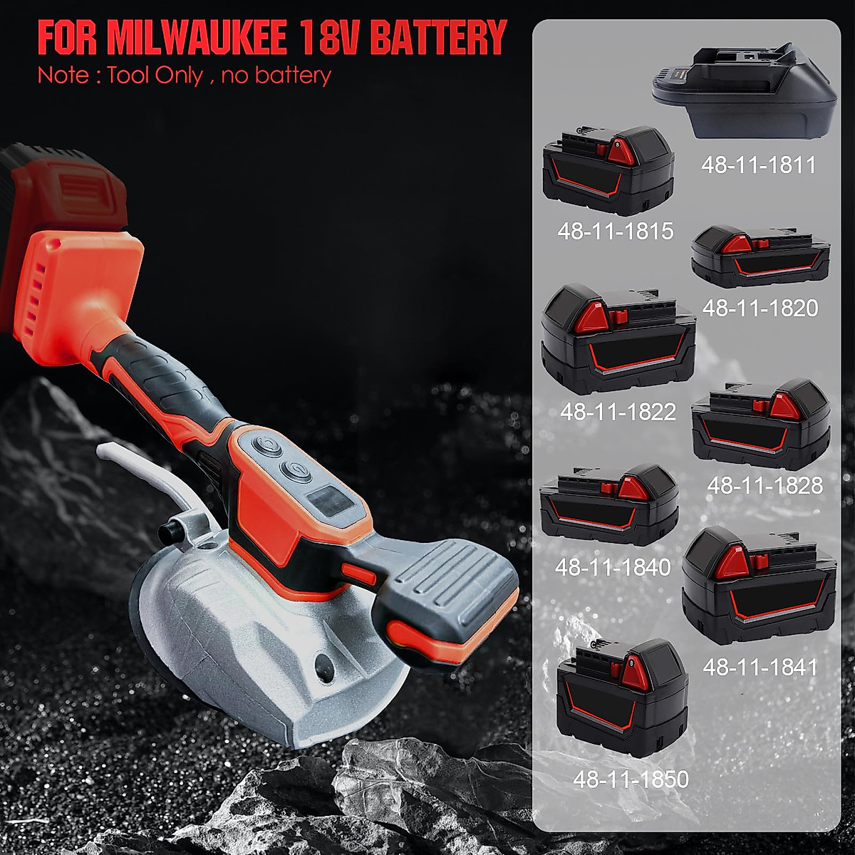 Cordless Tile Vibration Leveling Machine,for Milwaukee 18V Battery, Tile Vibrator Tool with 8 Adjustable Speed & Superior Suction & Digital Display