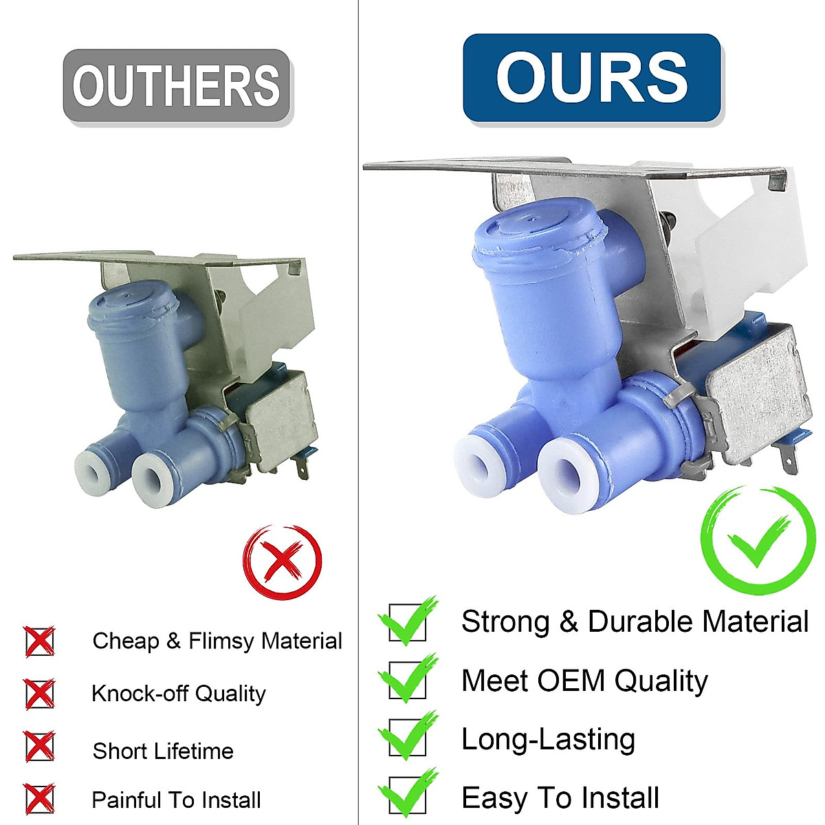 AMI PARTS WR57x10051 Water Inlet Valve fit for G-E KEN-MORE Refrigerator Replaces WR57X10018 WR57X111 WR57X119 WR57X92, WR57X98