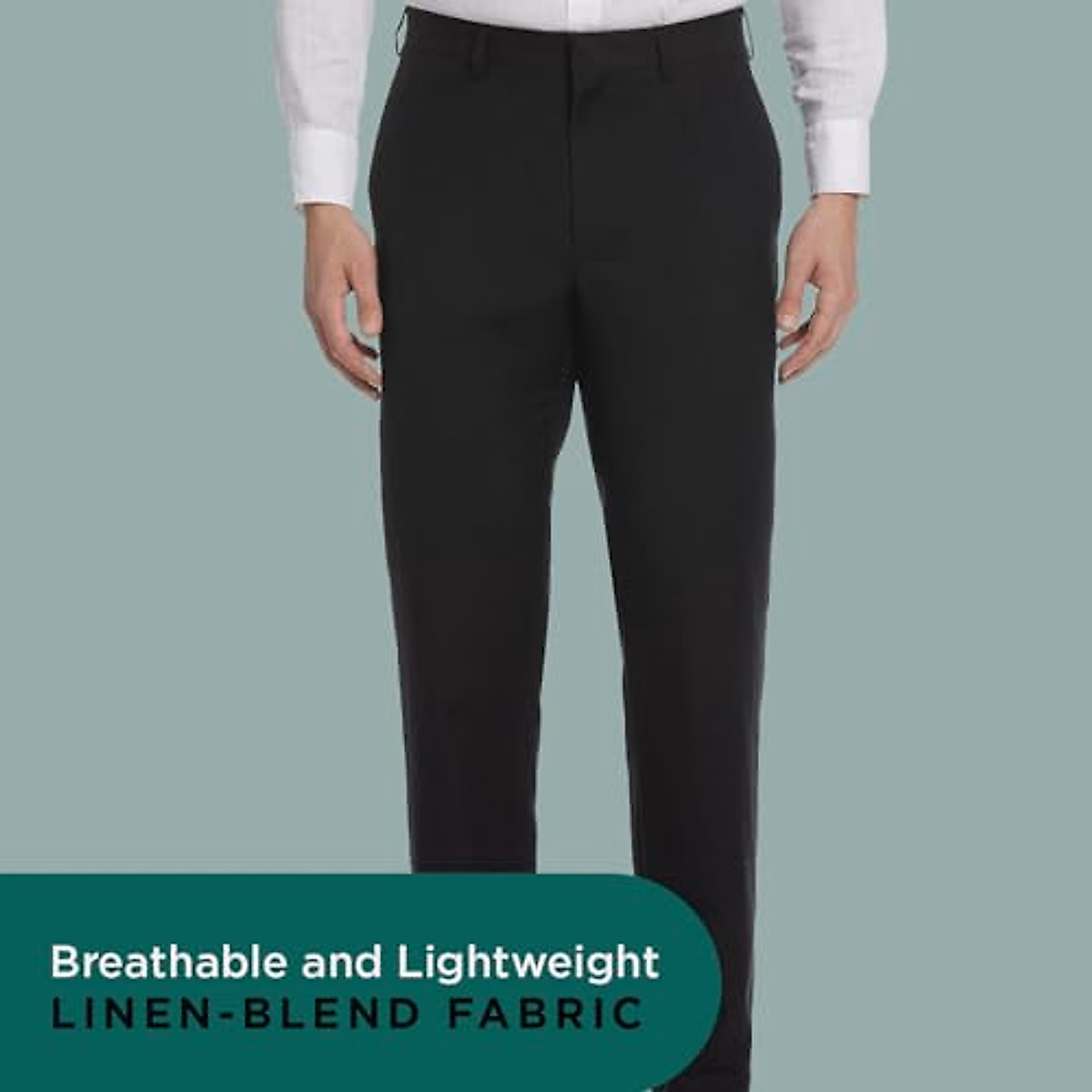 Cubavera Men's Flat Front Linen Blend Dress Pant (Waist Size 30-54 Big & Tall), Khaki, 34W x 30L