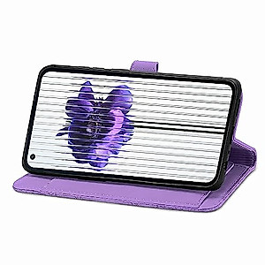 ONV Wallet Case for OnePlus N20 SE -1.5M Adjustable Strap Emboss Flower Flip Phone Case Card Slot Magnet Leather Shell Flip+Zipper Cover for OnePlus N20 SE [SZY] -Purple