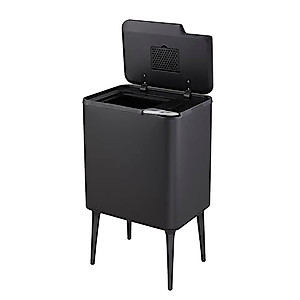 Casa Andrea Milano 9.5-Gallon Tall Kitchen Trash Can with Long Legs Modern Style Waste Basket, Large Trash Can w/Pop Open Cover,Elevated Trash Bin, Apartment Essentials