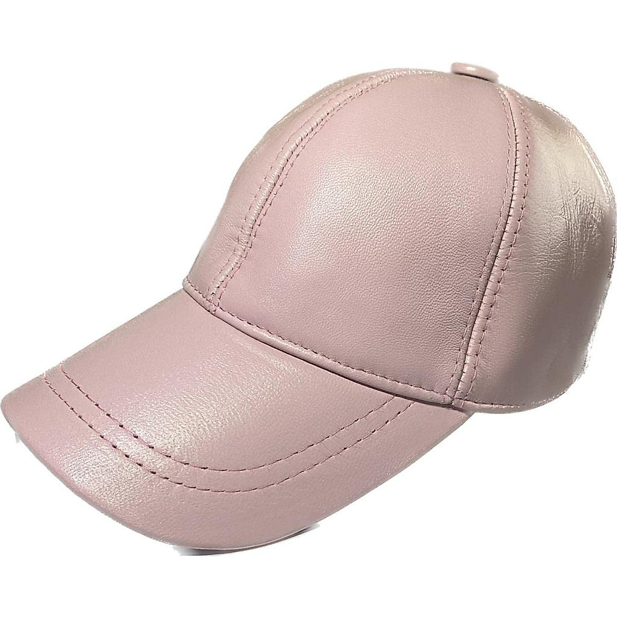 Leather Hat Adjustable Men's Genuine Leather Plain Baseball Cap for Outdoor Sports Hat Classic Referee Cap Pink