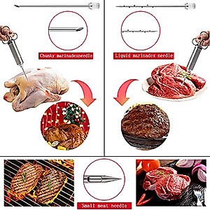 Stainless Steel Meat Injector Kit, Meat Injector Syringe with Needles, Seasoning Injector Marinades for Meats, MUZPZ Turkey Injector Marinade Flavors for BBQ Grill Smoker Christmas Gifts
