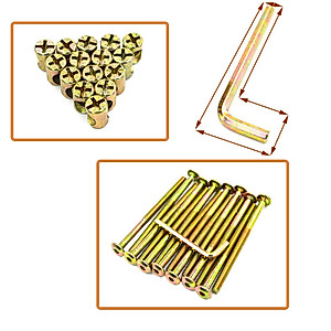 Socell M6 x 90mm Zinc Plated Hex Drive Socket Cap Furniture Barrel Screws Bolt Nuts Assortment Kit for Furniture Cots Beds Crib Hardware Screws Crib and Chairs(Pack of 15 and 1 Hex Key for Free)