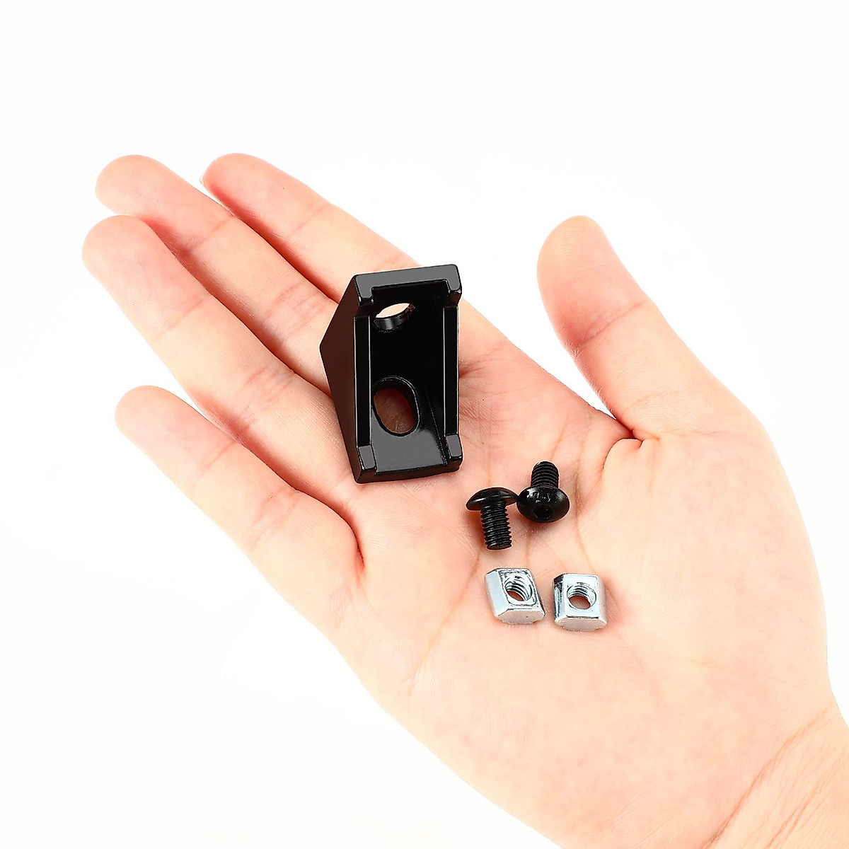 Zhengmy 50Sets 2020 Series Aluminum Profile Connector Set Including 50Pcs Corner Bracket 100 Pcs M5 T Nuts 100 Pcs M5x8 mm Hex Screw Bolt for 6 mm Slot Aluminum Profile Rail Accessories,black, silver