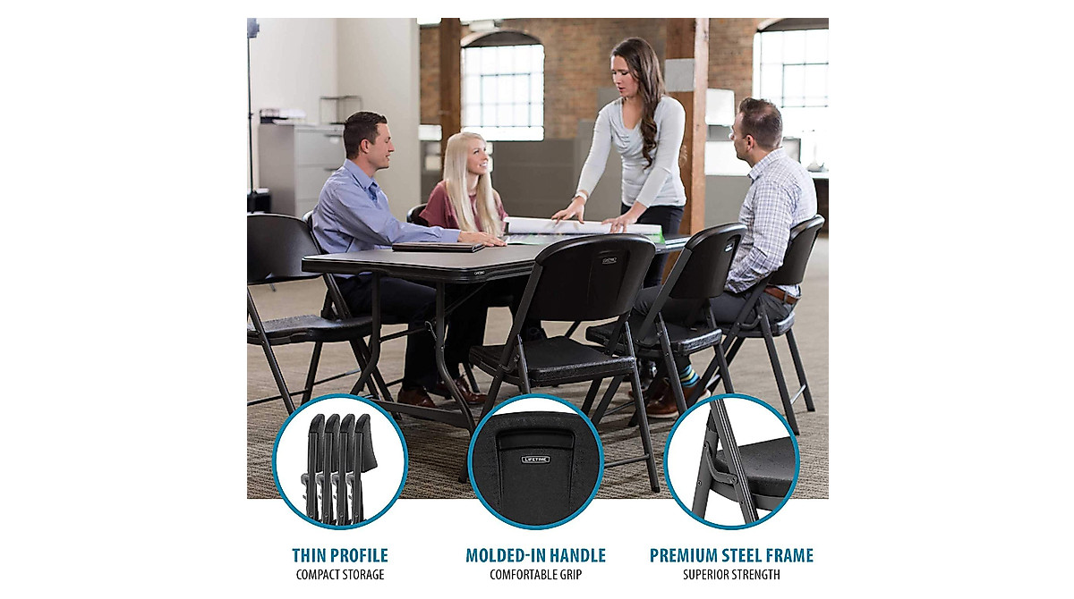 Durable Lifetime Folding Chair in Black - Model#80887U
