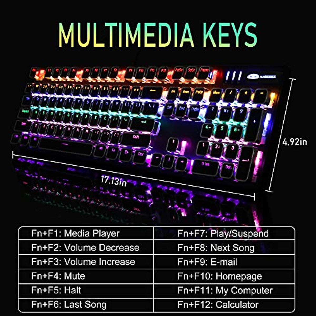 Camiysn Typewriter Style Mechanical Gaming Keyboard, Black Retro Punk Gaming Keyboard with RGB Backlit, 104 Keys Blue Switch Wired Cute Keyboard, Unique Square Keycaps for Windows/Mac/PC
