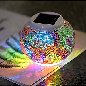 HDNICEZM Color Changing Solar Powered Glass Ball Led Garden Lights, Rechargeable Solar Table Lights, Outdoor Waterproof Solar Night Lights Table Lamps for Decorations, Ideal Gifts