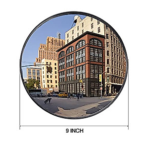 Convex Mirror Concave Mirror 9"(22cm) Corner Mirror Blind Spot Office, Driveway, Offices, Stores Traffic Safety Mirror Adjustable Fixing Bracket Cubicle Mirror Convex