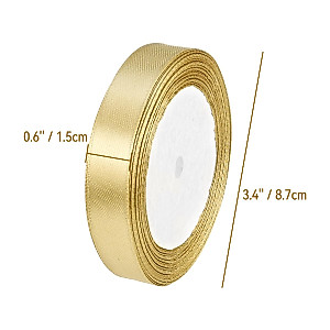1 Roll Gold Double Faced Satin Ribbon 24 Yards Satin Fabric Silk Ribbon Use for Crafts, Bows Bouquet, Gift Wrapping, Wedding Decoration, Flower Bouquet, Holiday Decorating (0.6 Inch /1.5cm Wide)