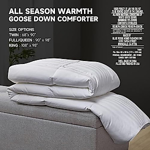 Beautyrest Hungarian White Goose Down Comforter, US Grown Cotton Fabric Goose Down Comforter, 750 Fill Power Fluffy Duvet Insert, 500 Thread Count All Seasons Warmth 5-Star Luxurious Comforters