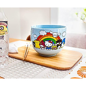 Toynk Sanrio Hello Kitty and Friends Rainbow Ceramic Ramen Bowl and Chopstick Set