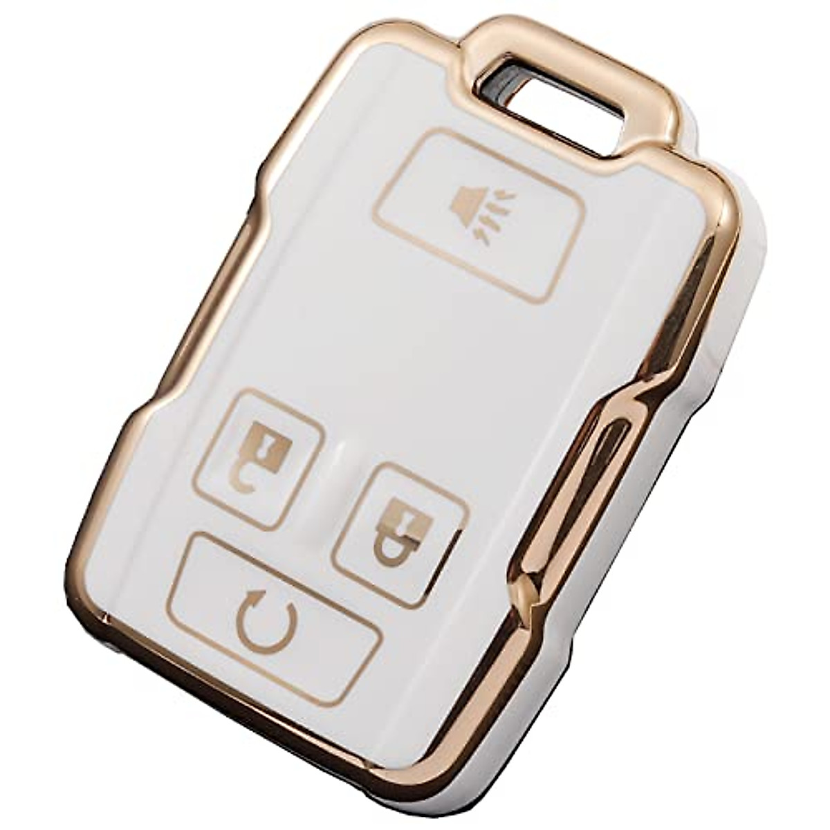 Guibuhuse Protective Key Fob Cover Fits for Chevy 2014-2020 Silverado 1500 2500 3500 Chevrolet Colorado 2015-2021 GMC 2014-2020 Sierra 1500 2500 3500 GMC 2015-2021 Canyon (White)