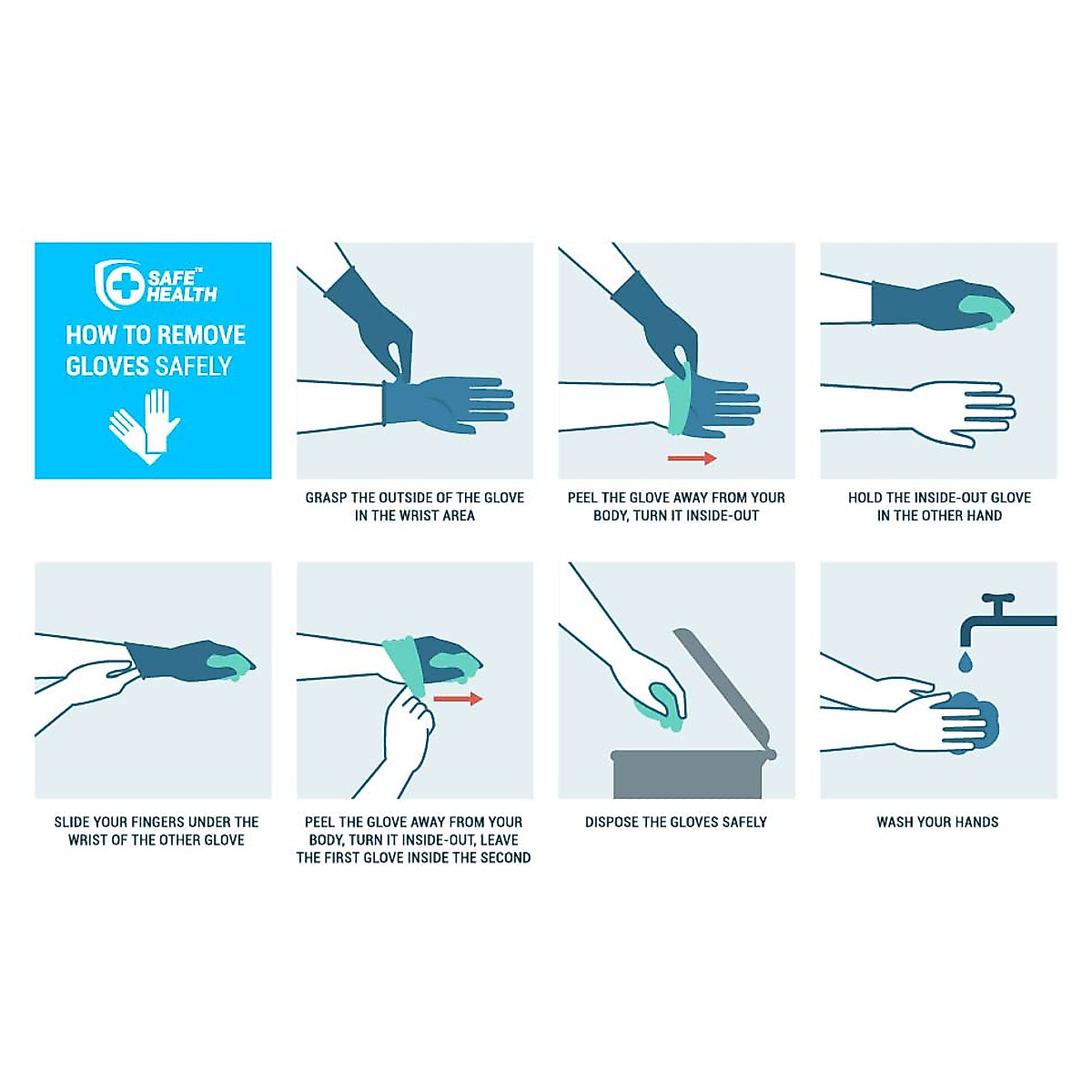 Safe Health Blue Nitrile Exam Gloves, 90-Count S M L XL, 3.5 Mil Free of Powder-Latex, Disposable-Textured, Clinic-Office-Daily, Medical, First-Aid, Clinics, Extra-large (Xl) Box 90, FIY1064G