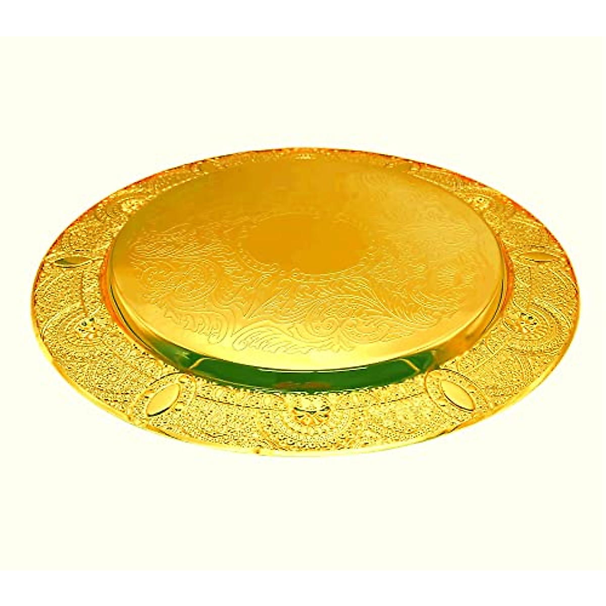 ROMENDIR Turkish Ottoman Coffee Tea Round Tray,Storage Tray,Cosmetic Ornament Organizer,Gold