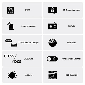 QUANSHENG UV-K5 Walkie Talkie Dual Band 5W Rechargeable Two Way Radio NOAA Emergency Weather Receiver with Type-C Charging Cable, Headset (Black 1 Pack)