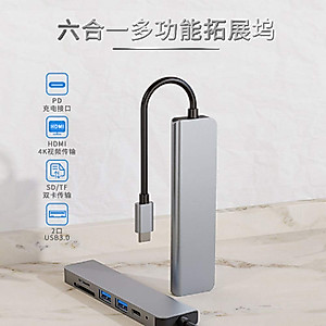 USB C Hub,6 in 1 Dual USB Type C Dock USB C SD TF Card Reader Splitter,USB3.0 Type C Hub Adapter for Notebook 4K Video