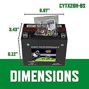 Interstate Batteries YTX20H-BS 12V 18Ah Powersports Battery 310CCA High-Performance AGM Rechargeable Replacement for Arctic Cat, Harley Motorcycles, Bikes, ATVs, Jet Skis, Snowmobiles (CITX20H-BS)