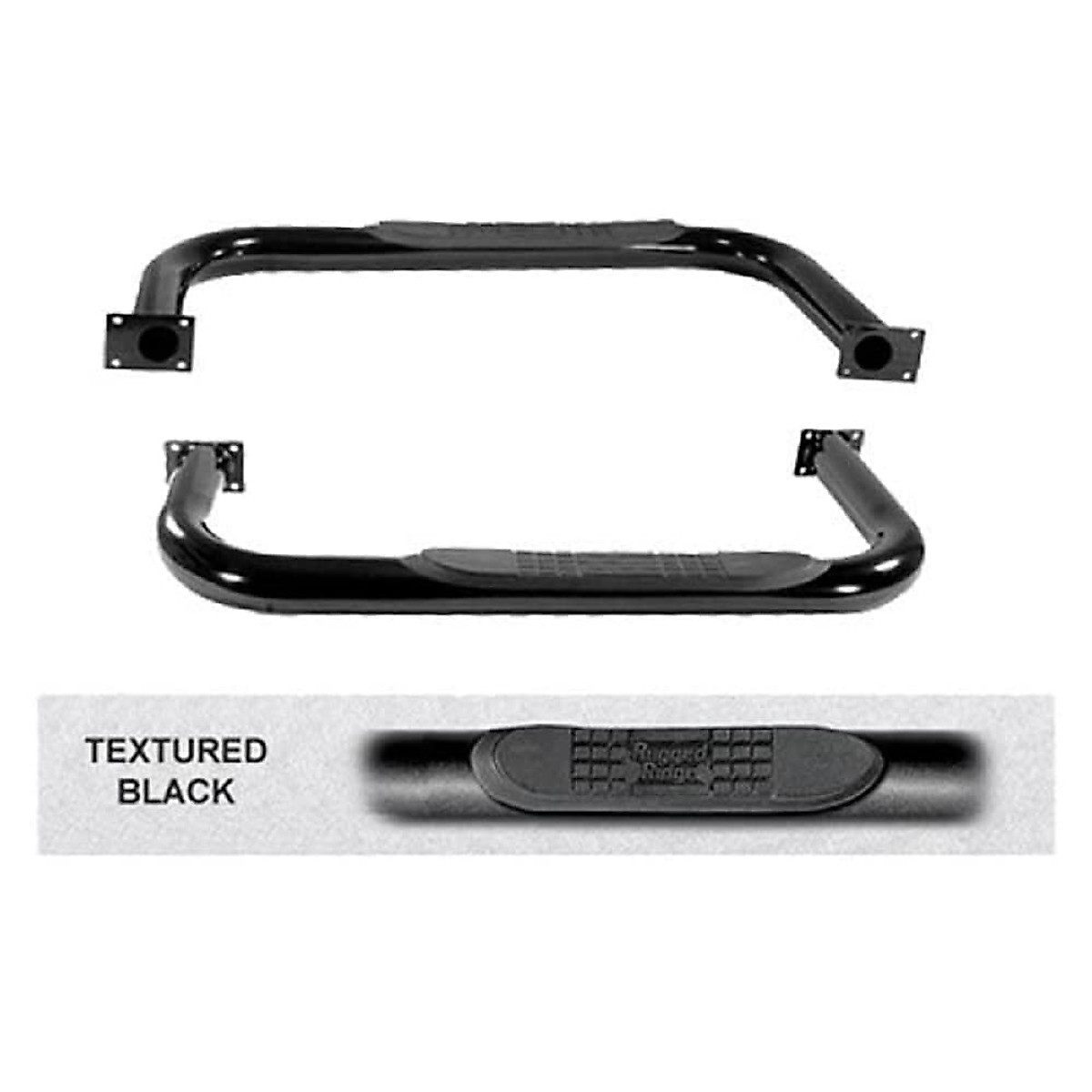 Rugged Ridge 11591.02 Tube Side Step Kit, Round, 3 Inch, Black; 76-86 Jeep CJ7