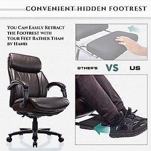 COLAMY Big and Tall Office Chair with Footrest 400lbs, Heavy Duty High Back Ergonomic Home Office Computer Chair - Thick Bonded Executive Chair with Wide Seat for Adult Work and Study, Black