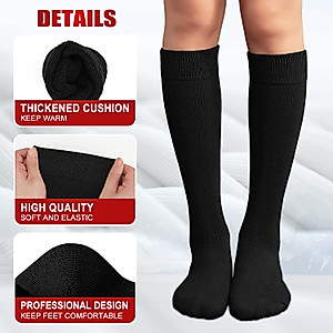 we fleece Warm Knee High Socks for Women-Thermal Cotton Socks for Hiking,Work,Winter,Gifts(One Size, 5Pack Black/Grey/Brown/Beige/Black)