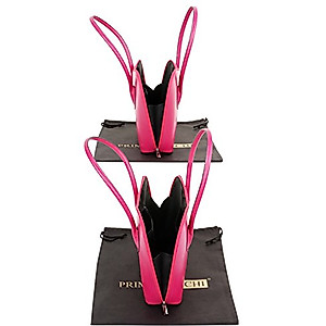 PRIMO SACCHI Italian Smooth Leather Pink Classic Long Handled Handbag Tote Grab Shoulder Bag