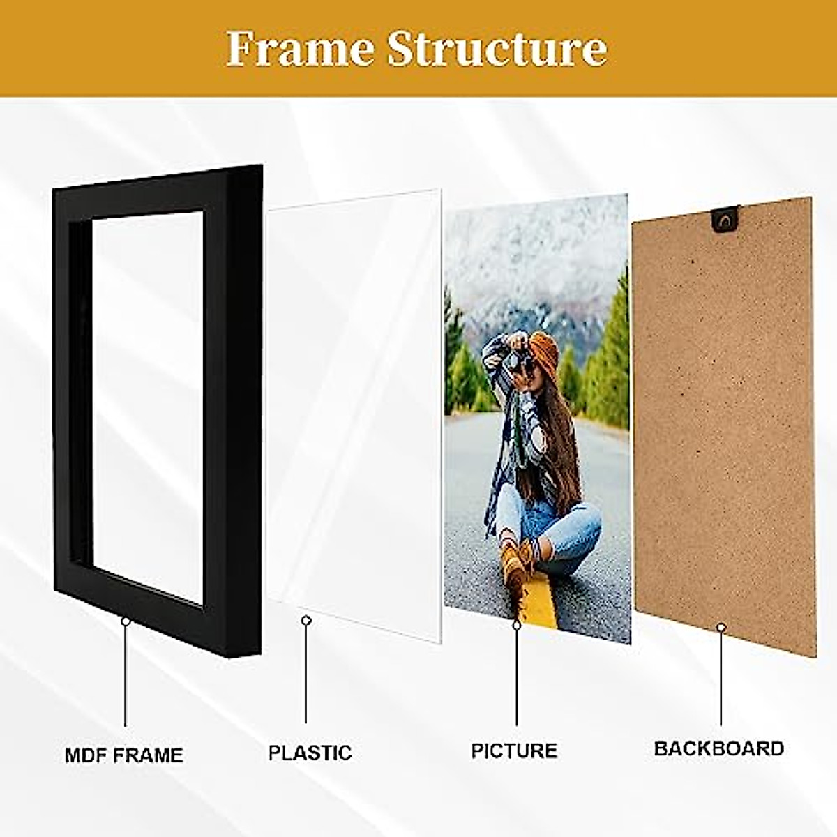 4x6 Picture Frame Set of 14, Wood Photo Frame for 4x6 Pictures, Tabletop or Wall Mount Display Picture Frames for Prints, Photos, Paintings, Landscape and Kids Artwork (Black)