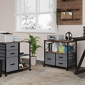 Alkmaar Filing Cabinet with 3 Drawer 3 Drawer, 3 Drawer-2, Rustic Grey