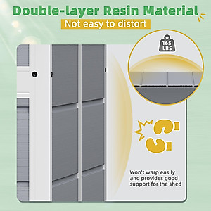 Greesum Outdoor Storage Shed 6X4FT All-Weather Resin Tool Room with Floor for Garden,Backyard,Pool Tool, Light Grey