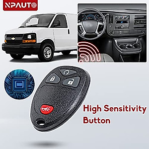 NPAUTO Key Fob Replacements for Chevy Silverado Equinox Traverse Tahoe Avalanche Suburban 2007-2013 GMC Sierra 1500 2500 HD Acadia Saturn Pontiac Buick Keyless Entry Remote Start Control Key, 15913421